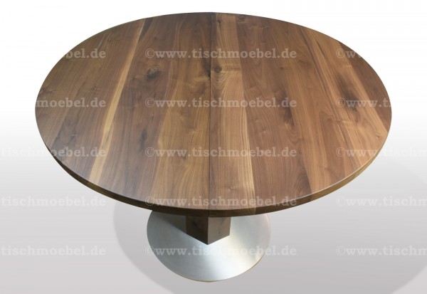 runder Tisch ausziehbar Nussbaum massiv - 140cm Durchmesser ... runder Tisch ausziehbar Nussbaum massiv - 140cm Durchmesser ...